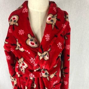 Lightning Bug | Pajamas | Lightning Bug Girls Red Nose Reindeer Robe ...